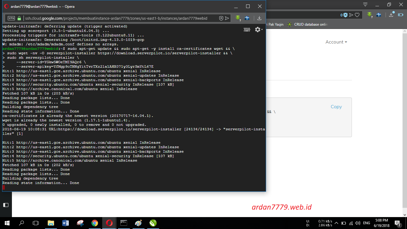 Cara Install LEMP di VM GCP Ubuntu Menggunakan Serverpilot Via Akses SSH | Ardan7779